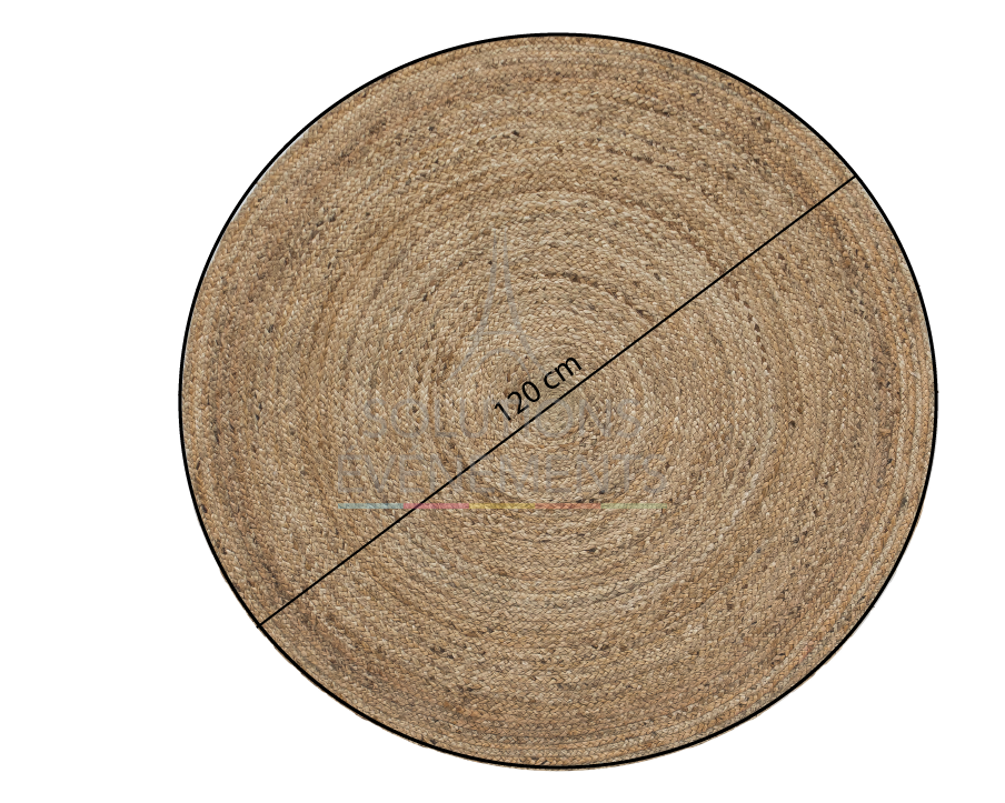 Location tapis jute naturel rond| Solutions Evenements
